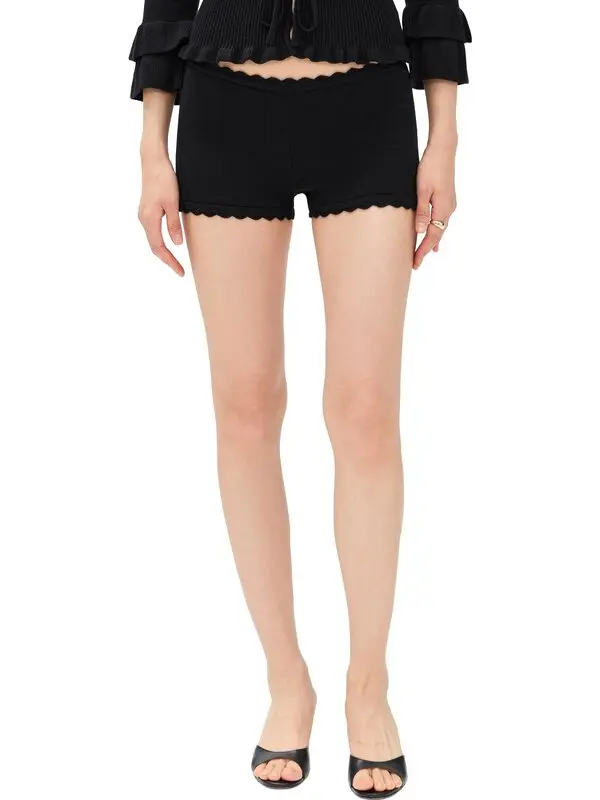 GUIZIO Knit Scallop Shorts - Black