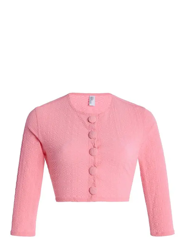Lisa Marie Fernandez Seersucker Button-front Cardigan - Pink