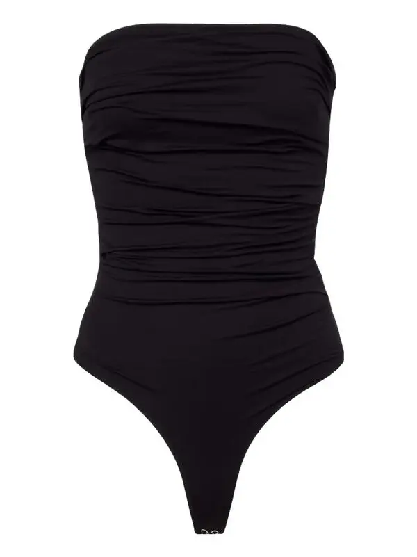 AGOLDE Gwyneth Ruched Open-back Bodysuit - Black