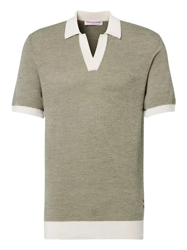 Orlebar Brown Horton Knitted Wool And Cotton Polo Shirt - Green