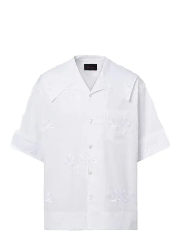Simone Rocha Embroidered Cotton Shirt - White
