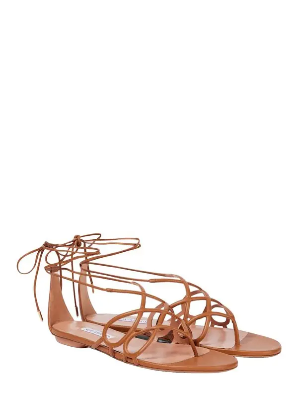 AQUAZZURA Infinito Leather Sandals - Brown