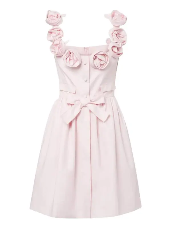 Giambattista Valli Floral-appliqué Cotton Minidress - Pink