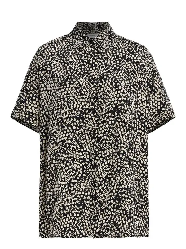 Matteau Oversized Silk Crepe De Chine Shirt - Black,white