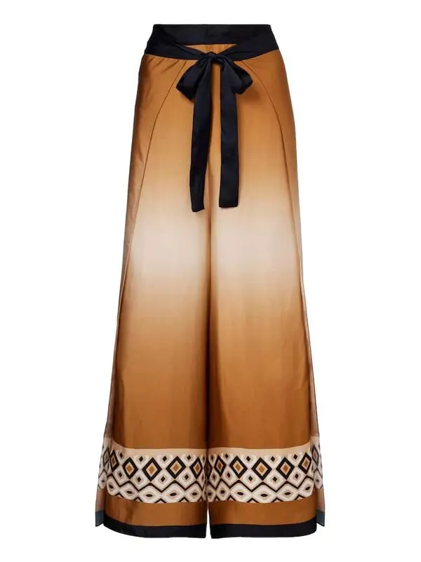 Max Mara Printed Cropped Wide-leg Pants - Brown