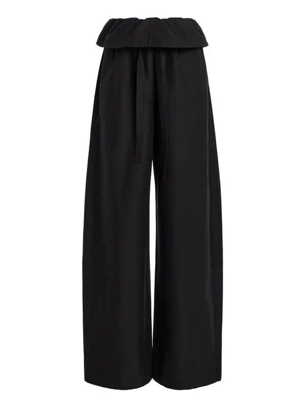 Matteau Gathered-waist Cotton-silk Trousers - Black