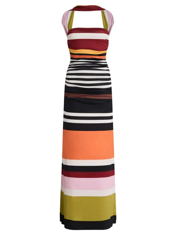 CALA DE LA CRUZ Ornella Ruched Jersey Maxi Dress - Multi