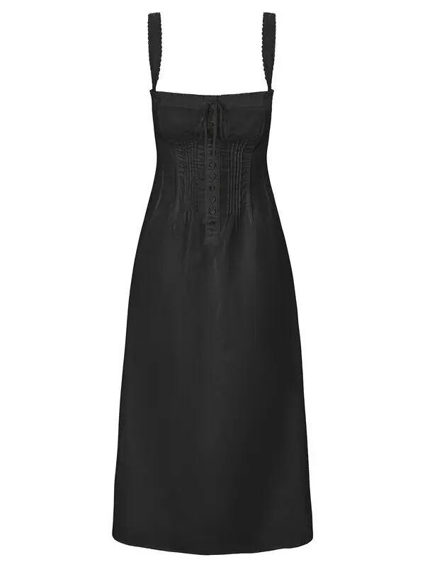 Staud Matilde Lace-trimmed Midi Dress - Black