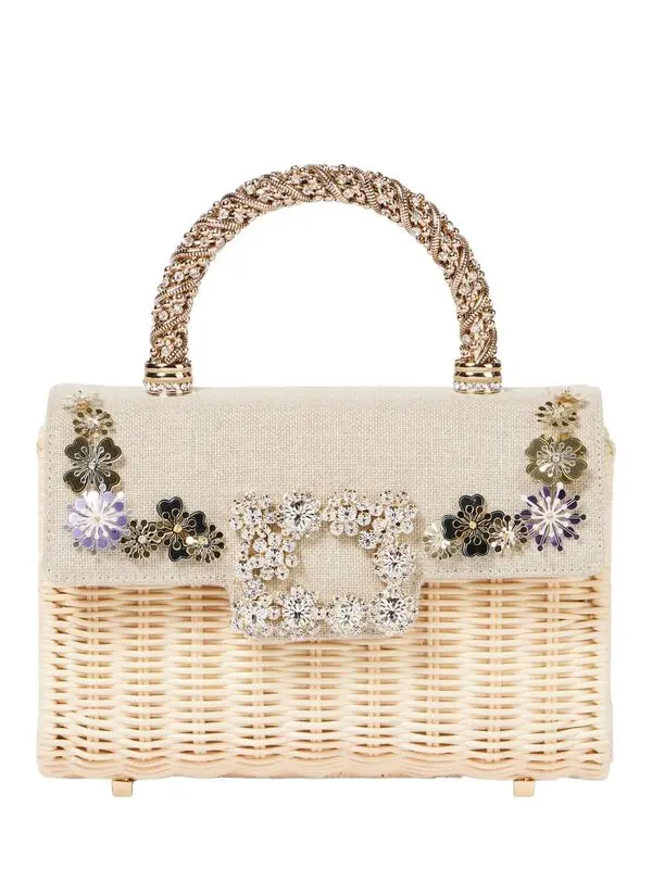 ROGER VIVIER Jewel Efflorescence Mini Tote Bag - Beige