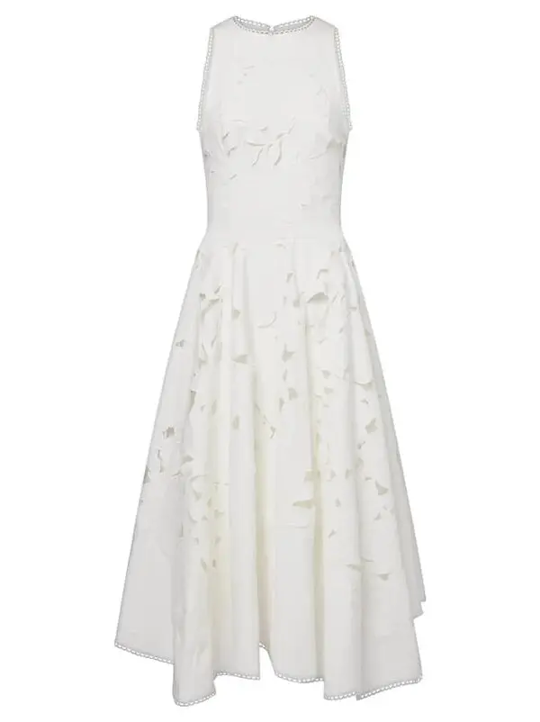 Costarellos Arianne Floral Lace Midi Dress - White