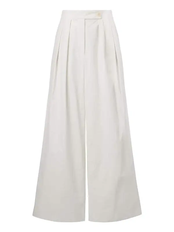 Dries Van Noten Pleated Wide-leg Pants - White
