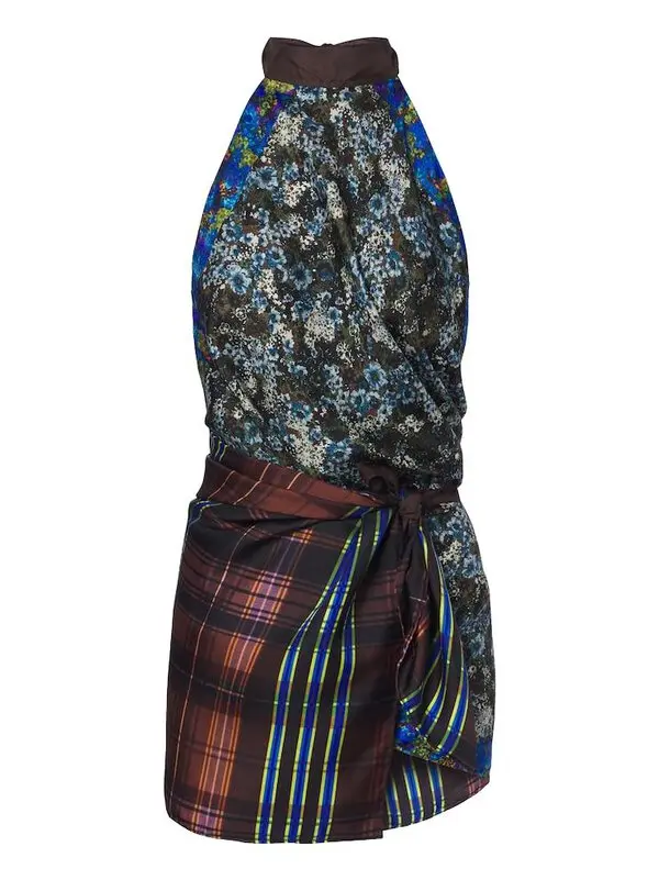 Dries Van Noten Printed Halterneck Silk Twill Top - Multicoloured