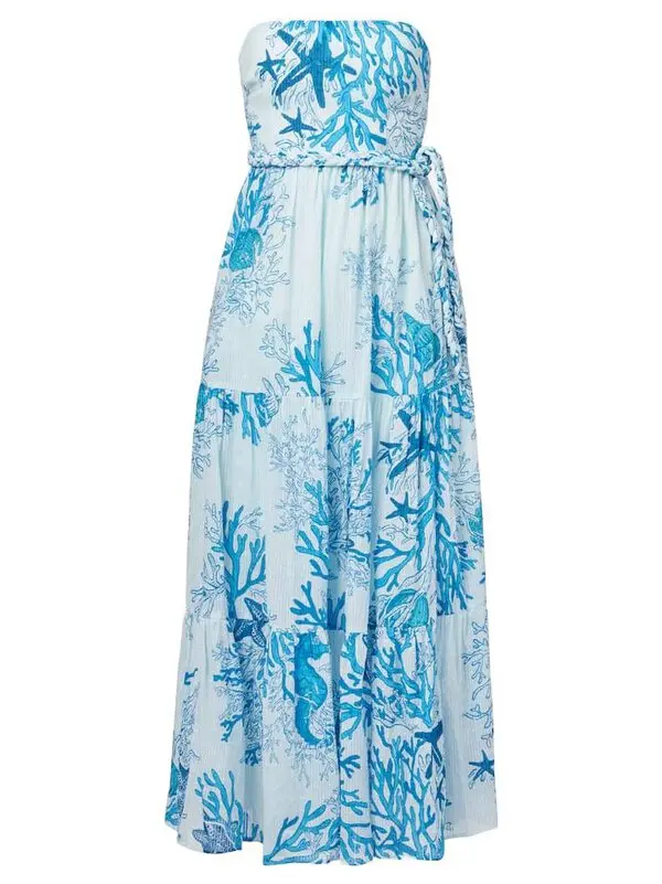 Poupette St Barth Thelma Printed Cotton Maxi Dress - Blue