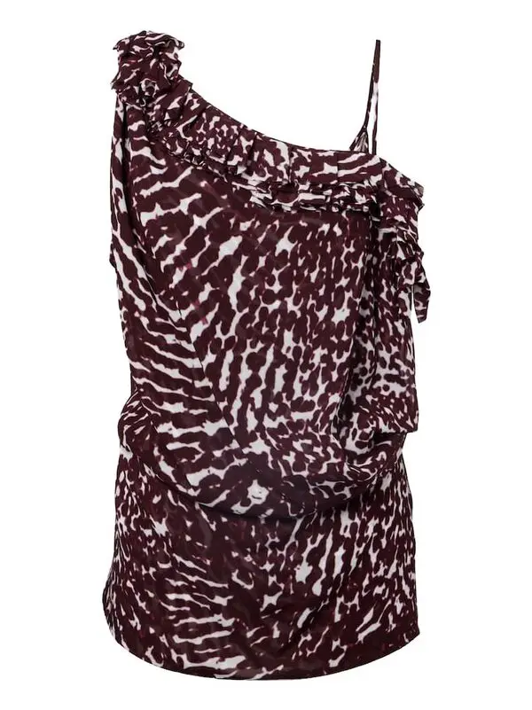 Dries Van Noten Printed Ruffled Top - Burgundy