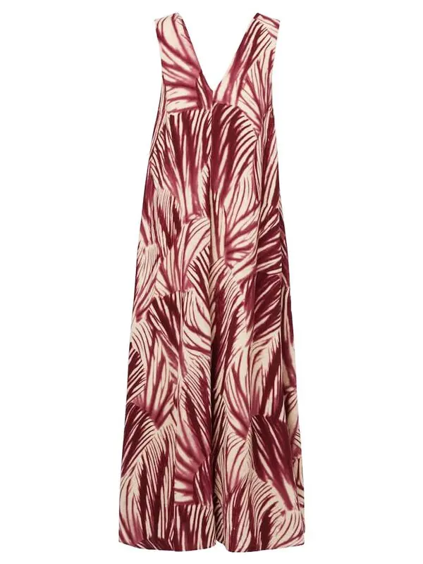 Dries Van Noten Printed Maxi Dress - Burgundy