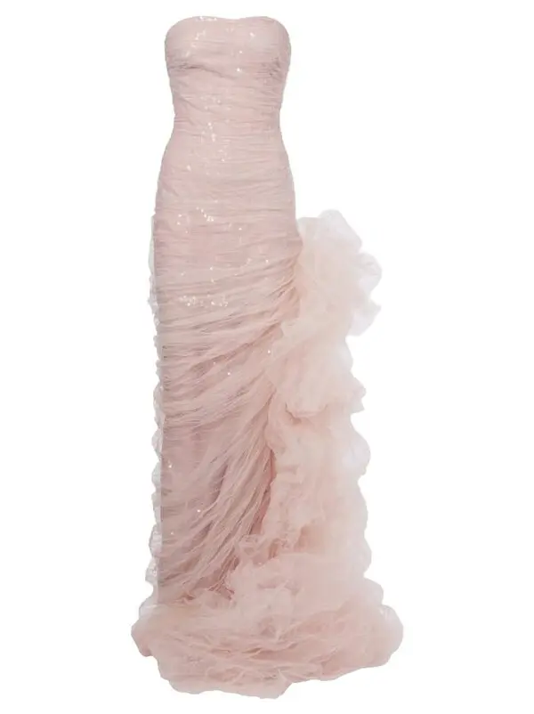 MARMAR HALIM Sequined Ruffled Tulle Gown - Pink