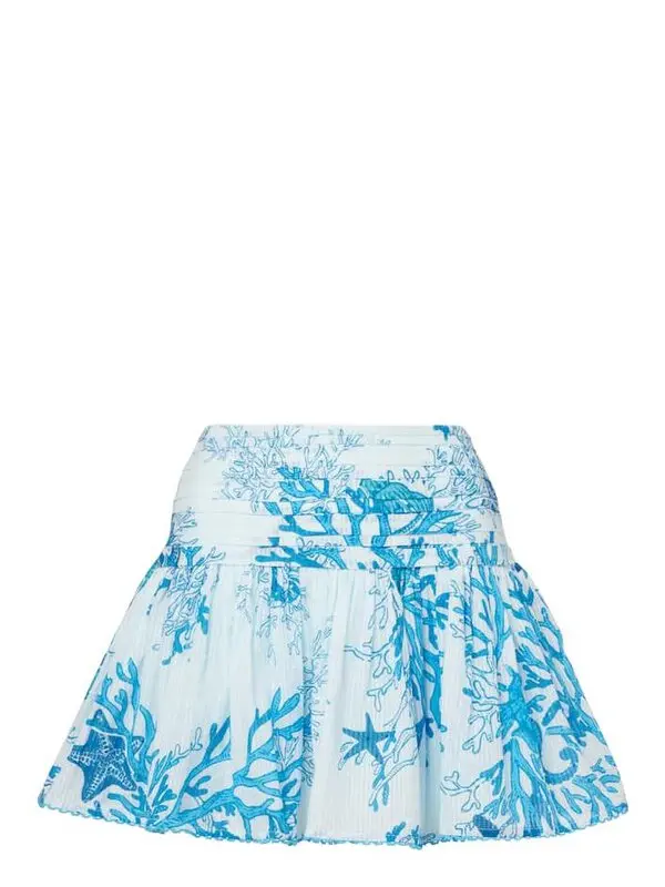 Poupette St Barth Colleen Printed Cotton Mini Skirt - Blue