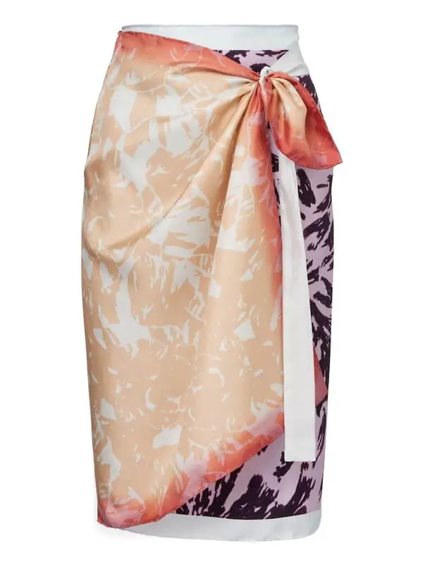 Dries Van Noten Printed Silk Wrap Skirt - Multicoloured