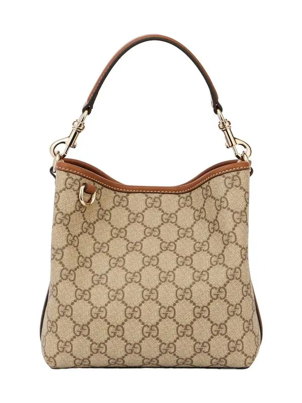 Gucci Gg Emblem Small Canvas Bucket Bag - Beige