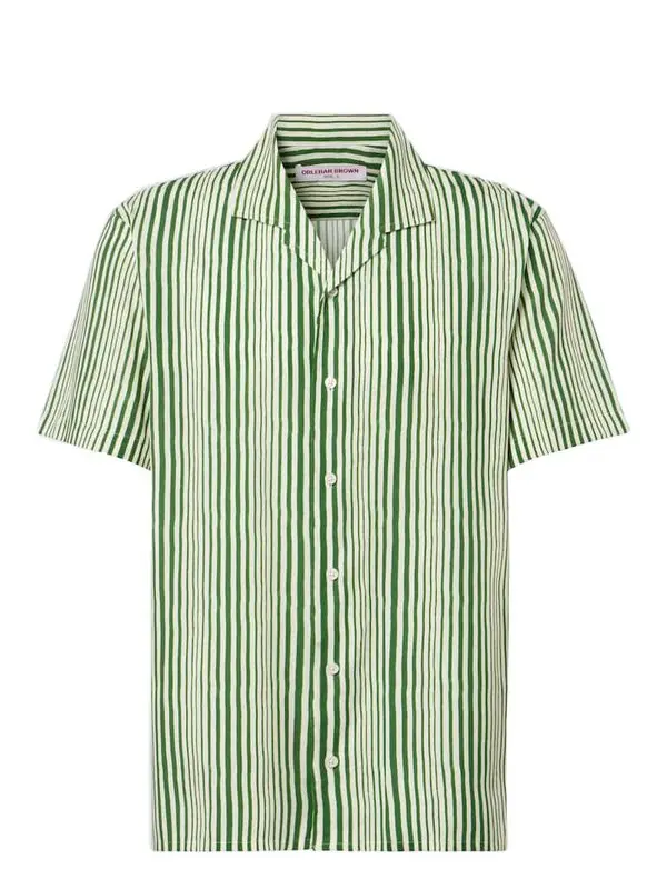 Orlebar Brown Hibbert Striped Bowling Shirt - Green