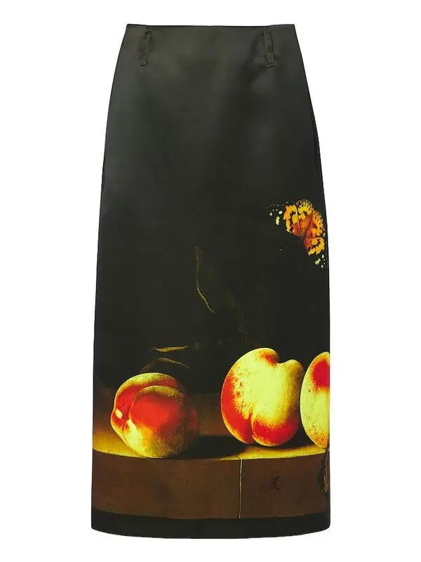 Dries Van Noten Printed Satin Midi Skirt - Multicoloured