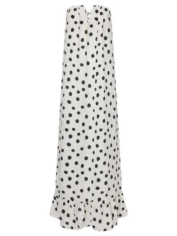 ADRIANA DEGREAS Polka-dot Bustier Dress - White