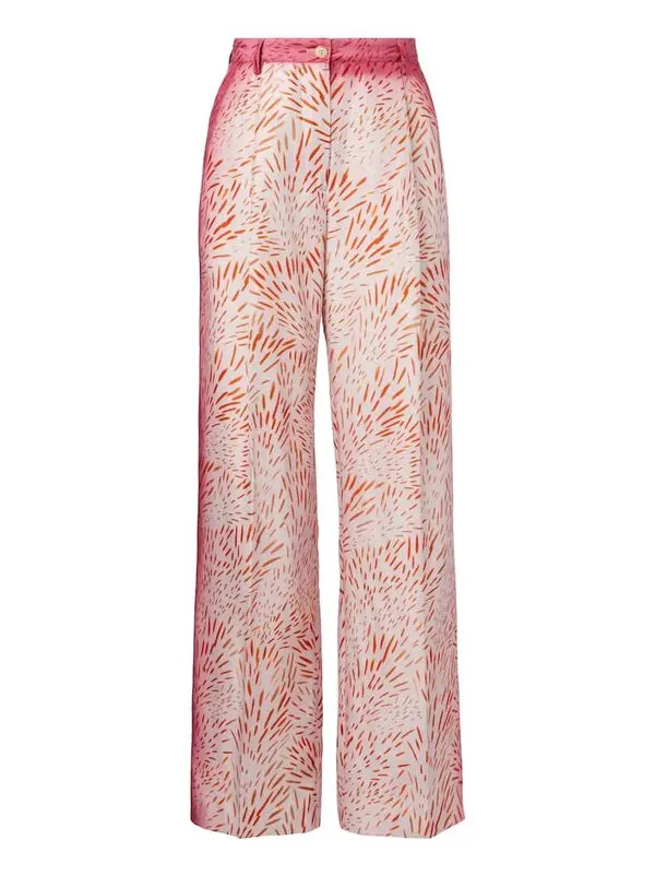 Dries Van Noten Printed Wide-leg Silk Pants - Pink