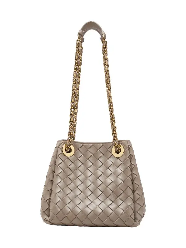 Bottega Veneta Small Parachute Intrecciato Leather Bag - Grey