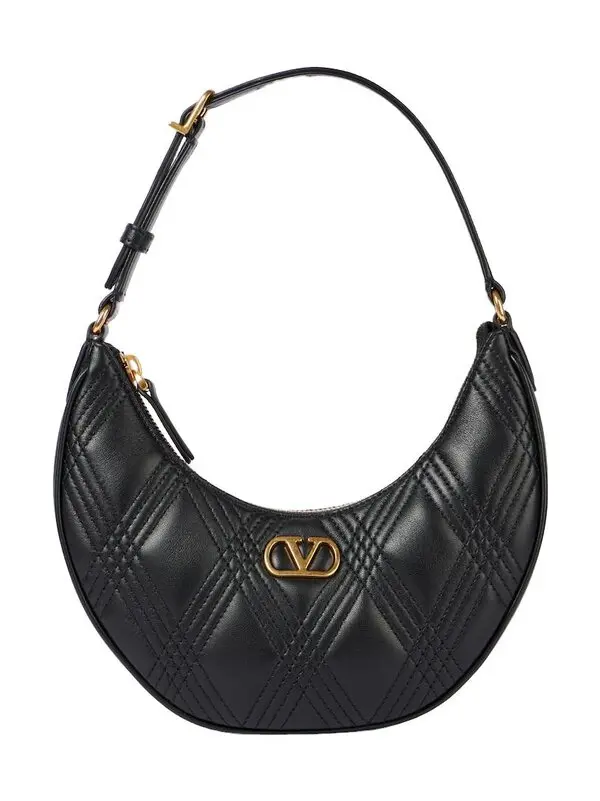 Valentino Garavani Quiltie 67 Mini Leather Shoulder Bag - Black