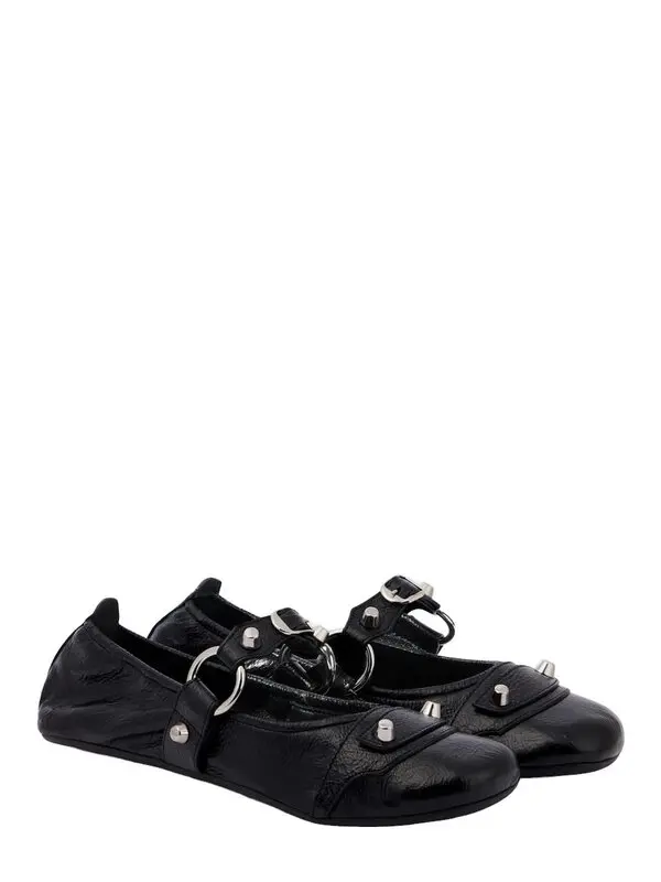 Balenciaga Le City Leather Mary Jane Flats - Black