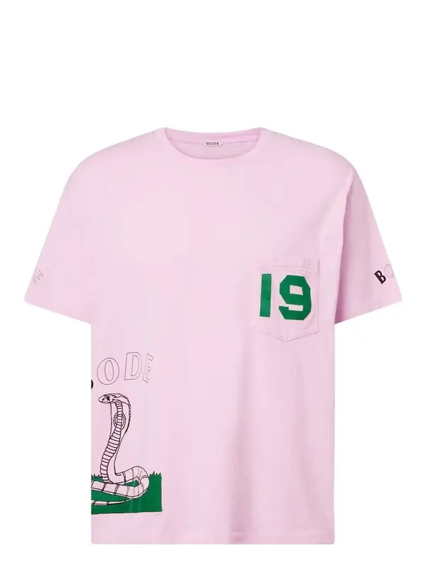 BODE Cobra Printed Cotton Jersey T-shirt - Pink