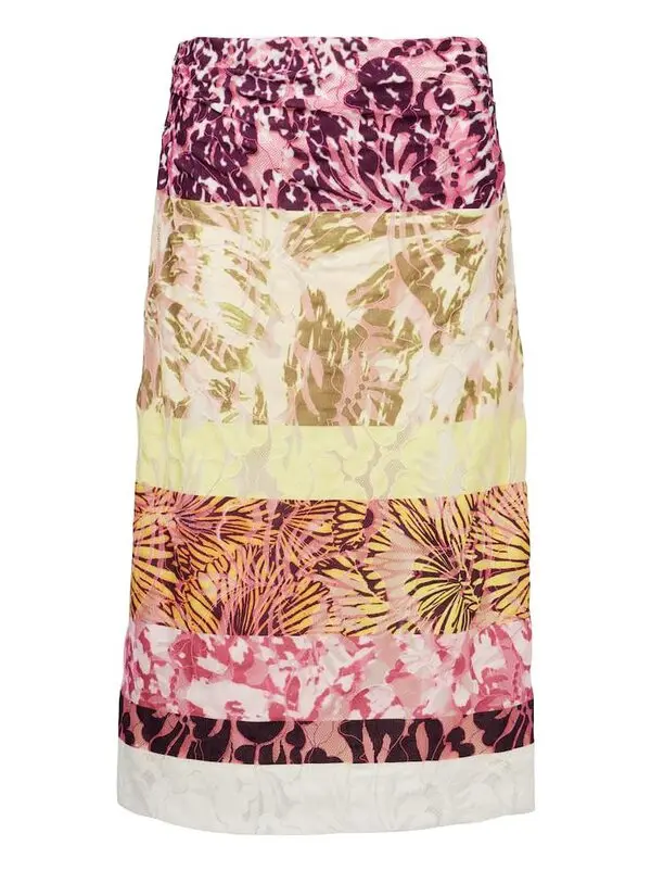 Dries Van Noten Colorblocked Gathered Midi Skirt - Multicoloured