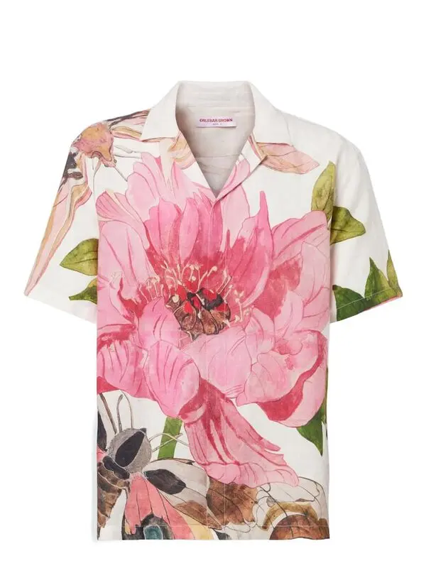 Orlebar Brown Maitan Floral Linen Bowling Shirt - Multicoloured