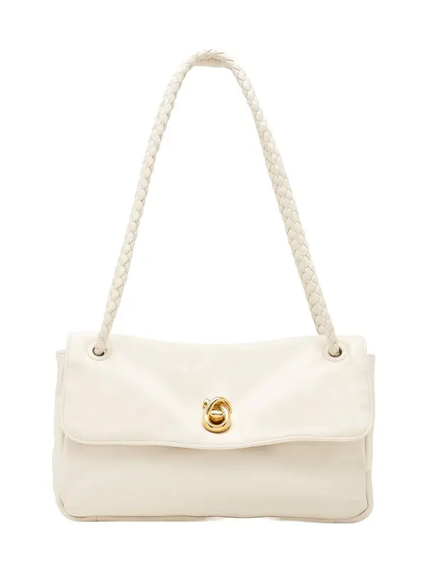 Bottega Veneta Knot Lock Leather Shoulder Bag - White
