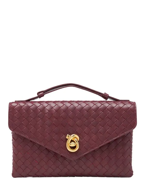 Bottega Veneta Knot Lock Intrecciato Leather Bag - Burgundy