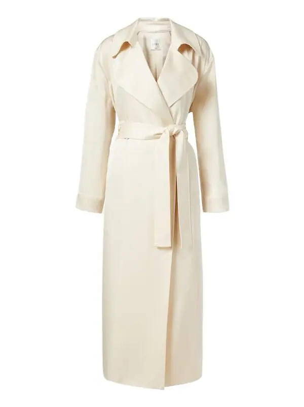 LESET Barb Satin Trench Coat - Beige