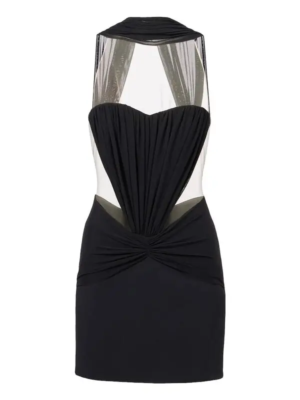 David Koma Scarf-detail Ruched Minidress - Black