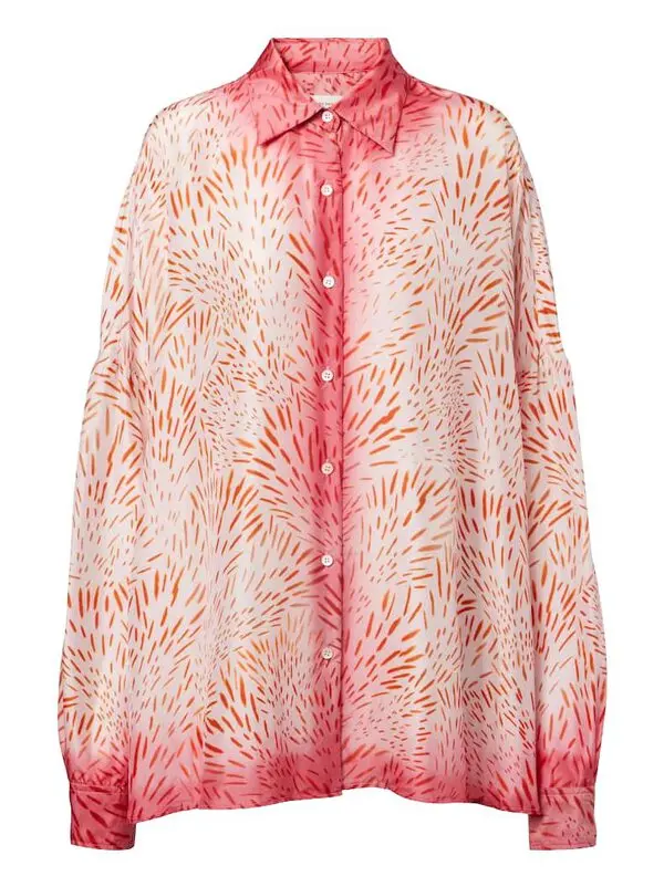 Dries Van Noten Printed Silk Shirt - Pink