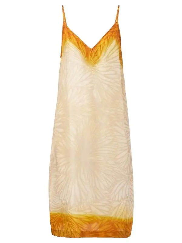 Dries Van Noten Printed Ombré Silk Slip Dress - Yellow