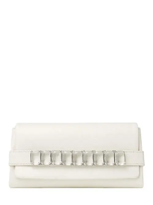 JIMMY CHOO Kya Leather Clutch Bag - Latte/crystal