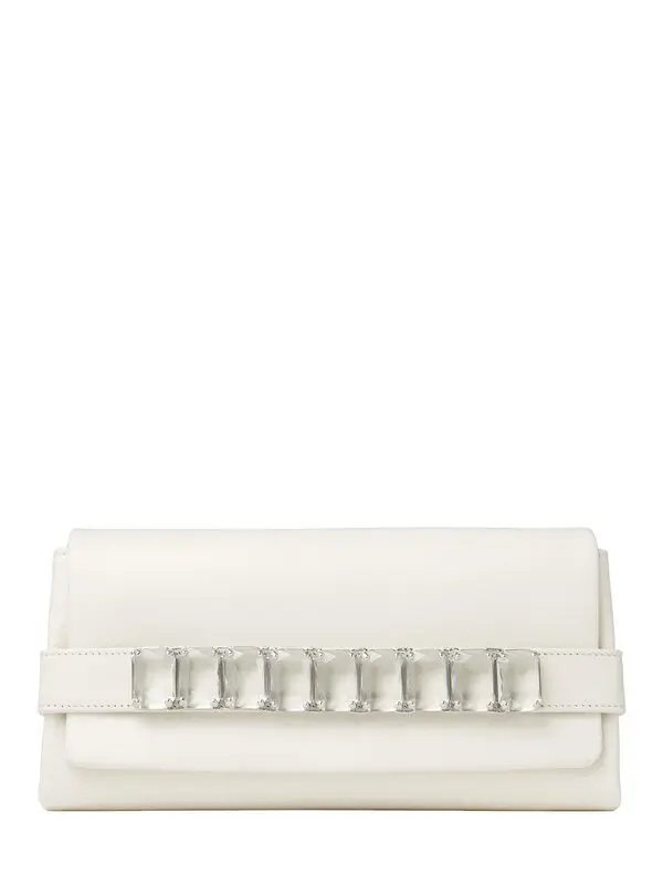 JIMMY CHOO Kya Nappa Leather Clutch Bag - Latte/crystal