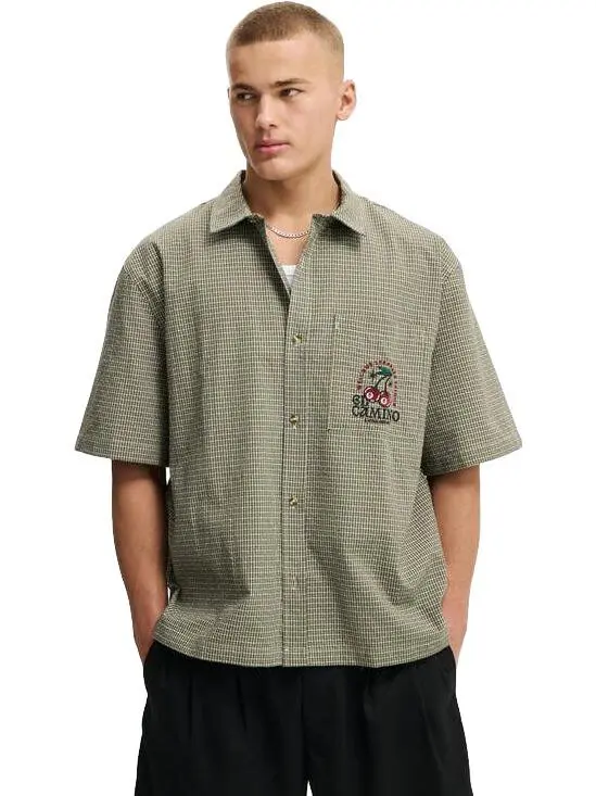 COTTON ON Darcy Short Sleeve Shirt - Khaki Check Emb