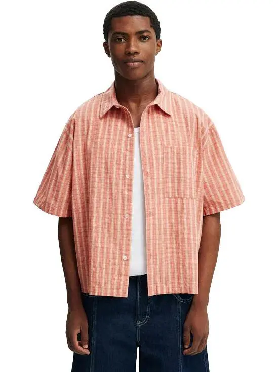 COTTON ON Darcy Short Sleeve Shirt - Orange Grid Check