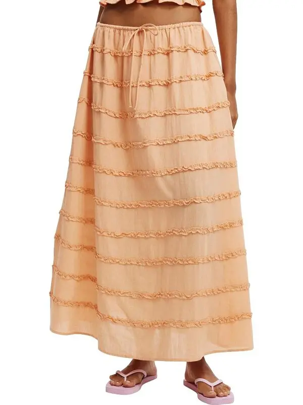 COTTON ON Tiered Maxi Skirt - Soft Orange