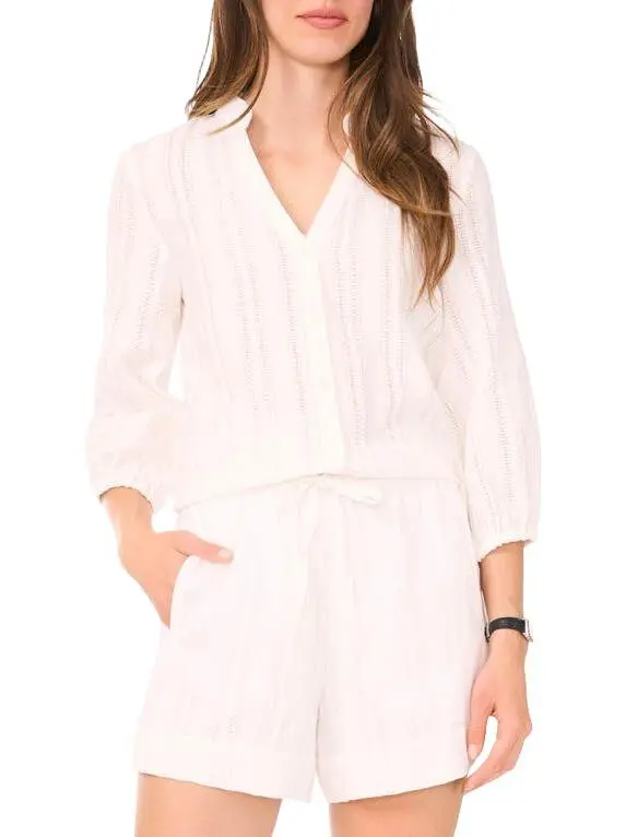Halogen Cotton Button-up Top - Bright White