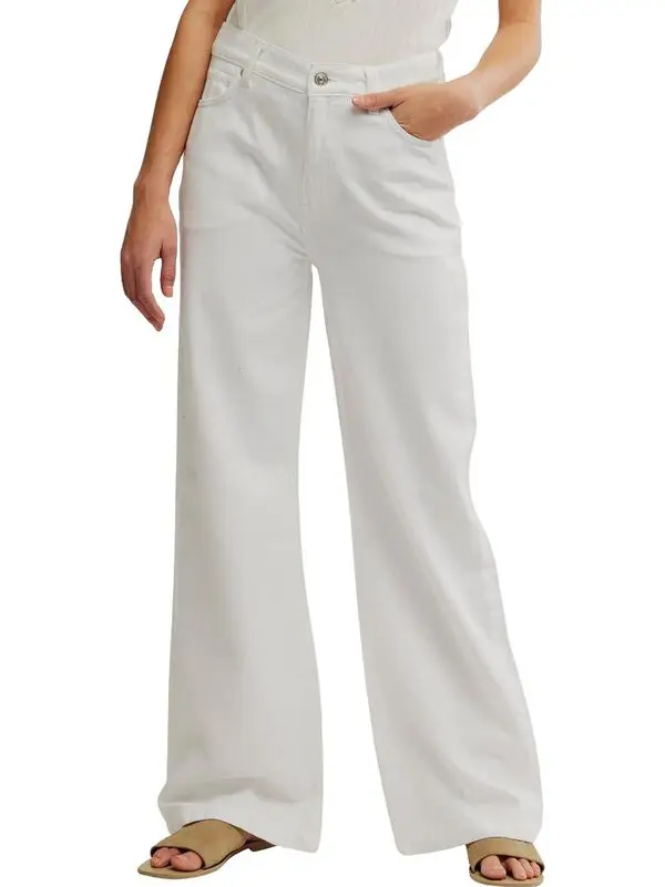 Free People Stride High-waist Wide-leg Jeans - Optic White
