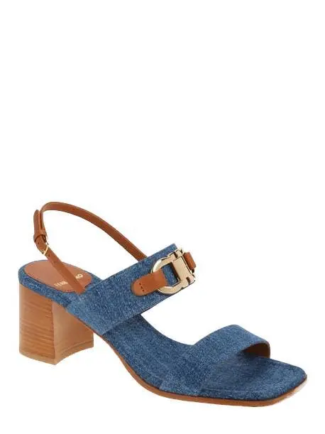 FERRAGAMO Lou Gancio Slingback Sandal - Denim