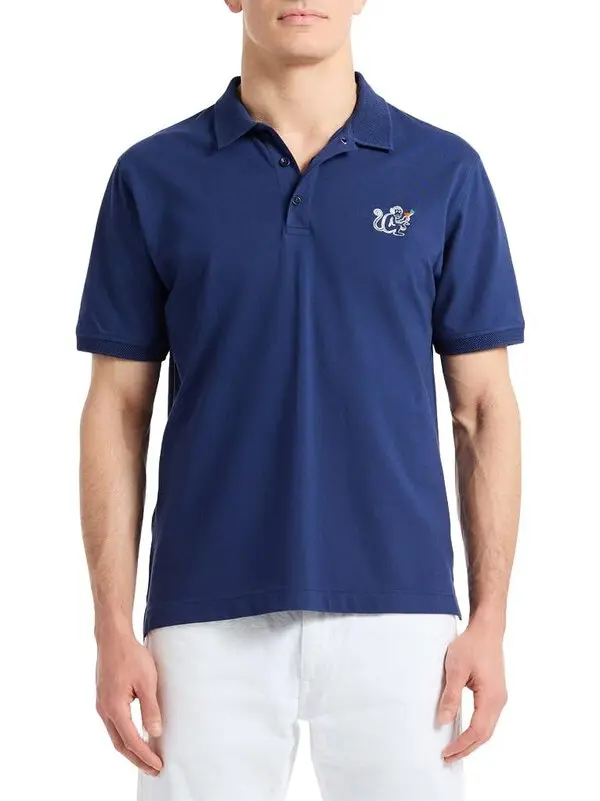 Robert Graham Monkey Business Embroidered Cotton Piqué Polo - Navy