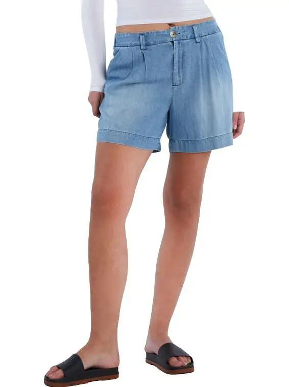 BILLY T Pleated Chambray Shorts - Denim