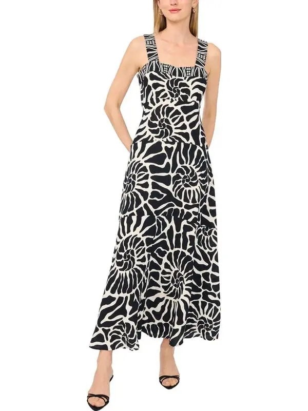 Vince Camuto Printed Sleeveless Maxi Dress - Black/white